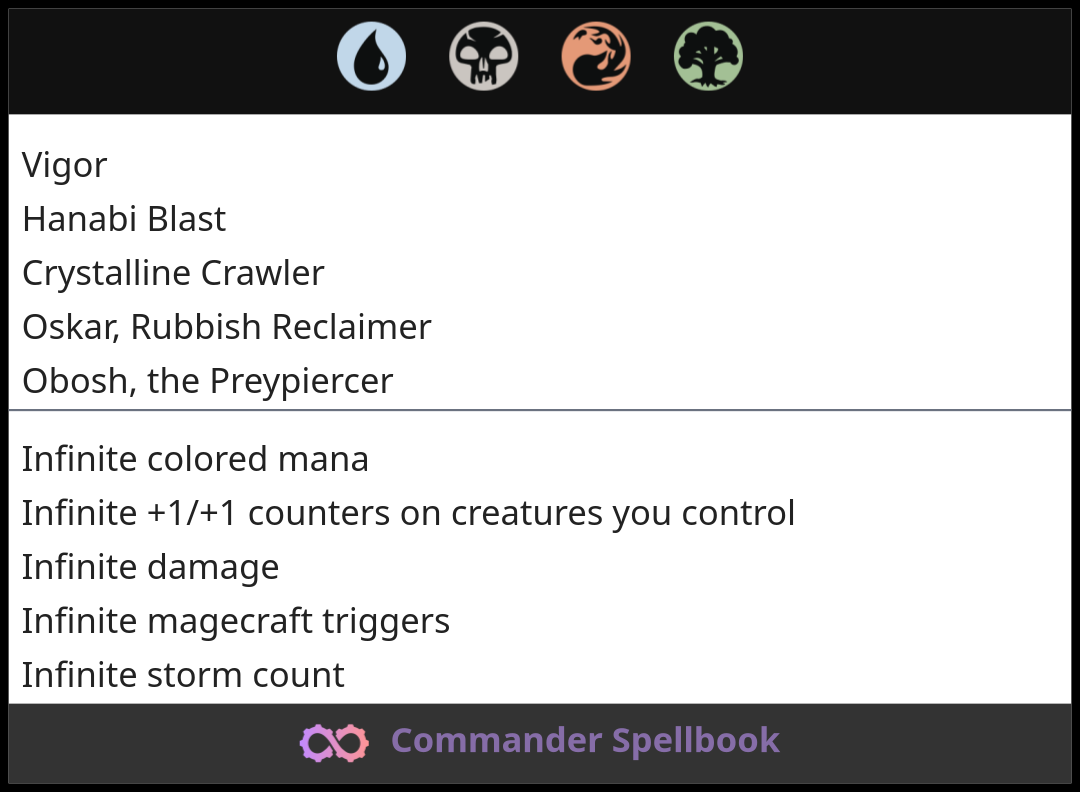 Vigor | Hanabi Blast | Crystalline Crawler (and two other cards)