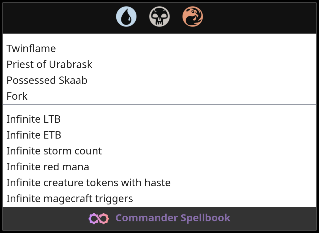 Twinflame | Priest of Urabrask | Possessed Skaab (and one other card)