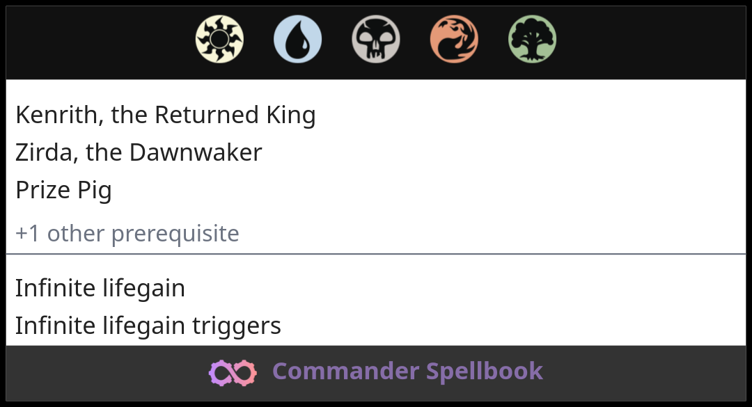 Kenrith, the Returned King | Zirda, the Dawnwaker | Prize Pig