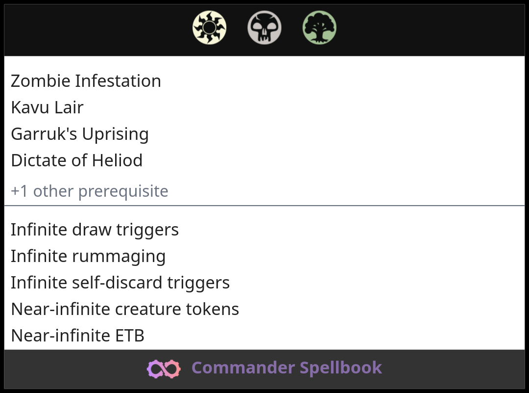 Zombie Infestation | Kavu Lair | Garruk's Uprising (and one other card)