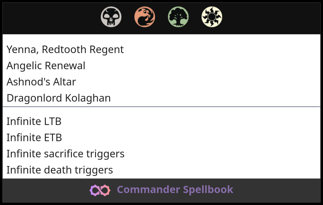 Yenna, Redtooth Regent | Angelic Renewal | Ashnod's Altar (and one ...