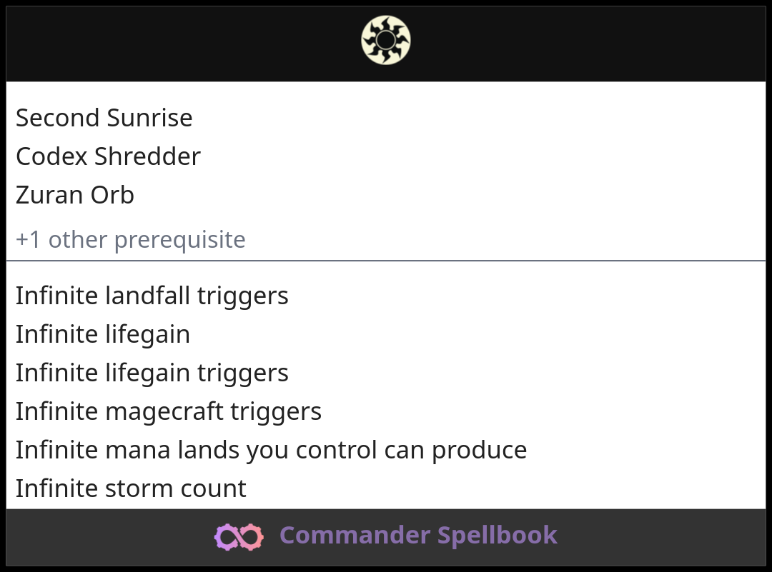 Second Sunrise | Codex Shredder | Zuran Orb