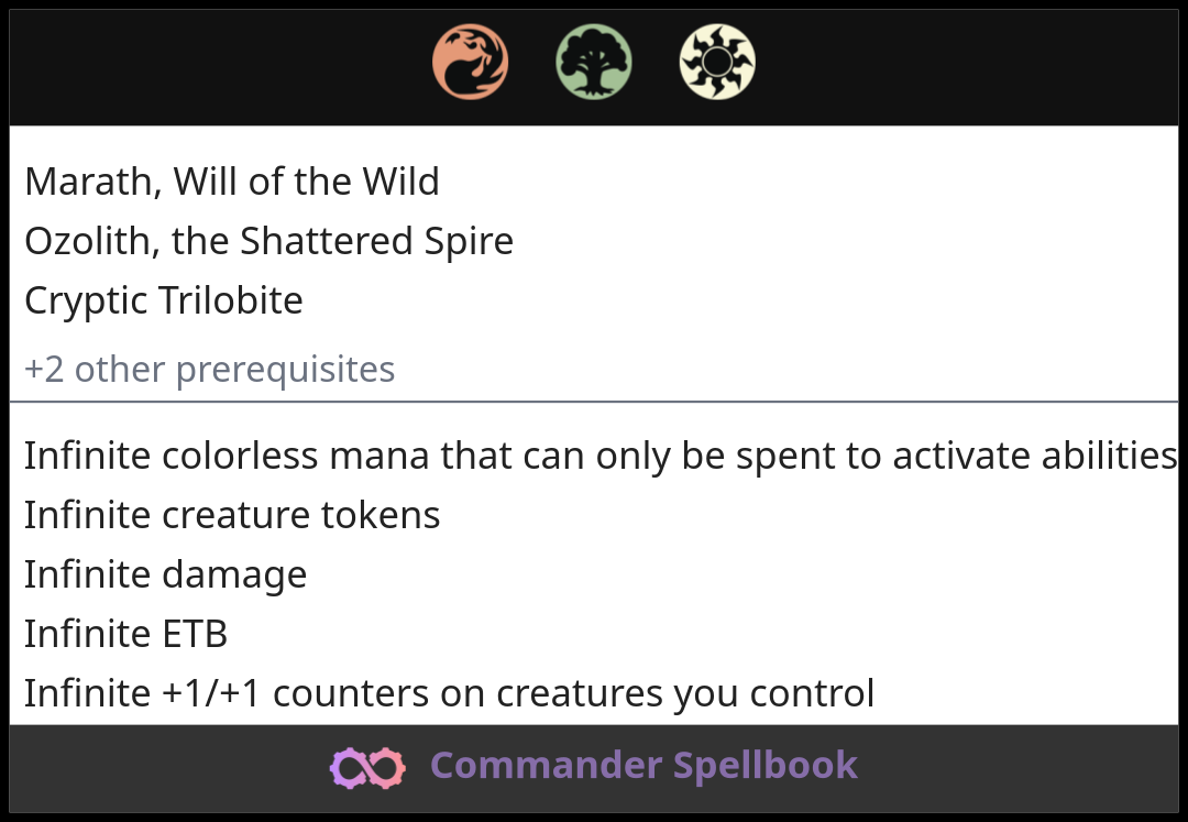 Marath, Will of the Wild | Ozolith, the Shattered Spire | Cryptic Trilobite