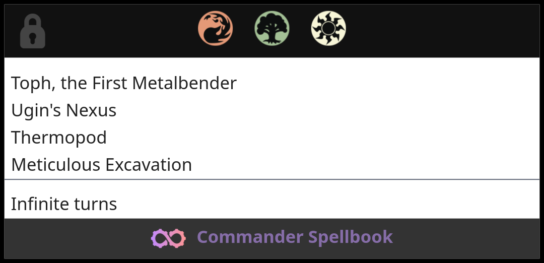 Toph, the First Metalbender | Ugin's Nexus | Thermopod (and one other card)