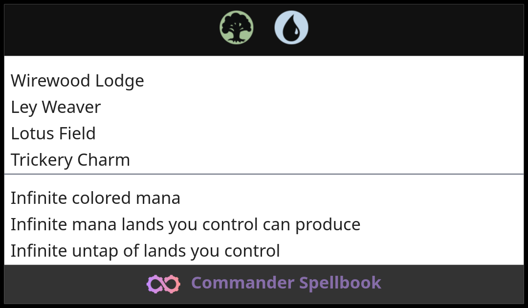Wirewood Lodge | Ley Weaver | Lotus Field (and one other card)