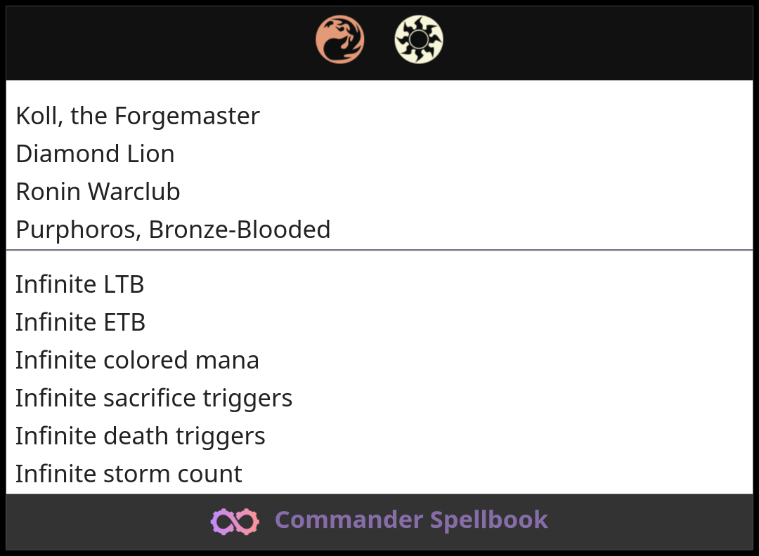 Koll, the Forgemaster | Diamond Lion | Ronin Warclub (and one other card)