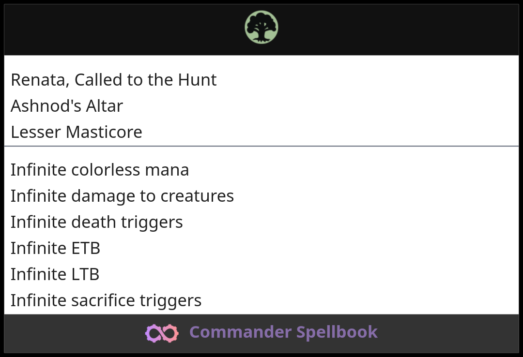 Renata, Called to the Hunt | Ashnod's Altar | Lesser Masticore