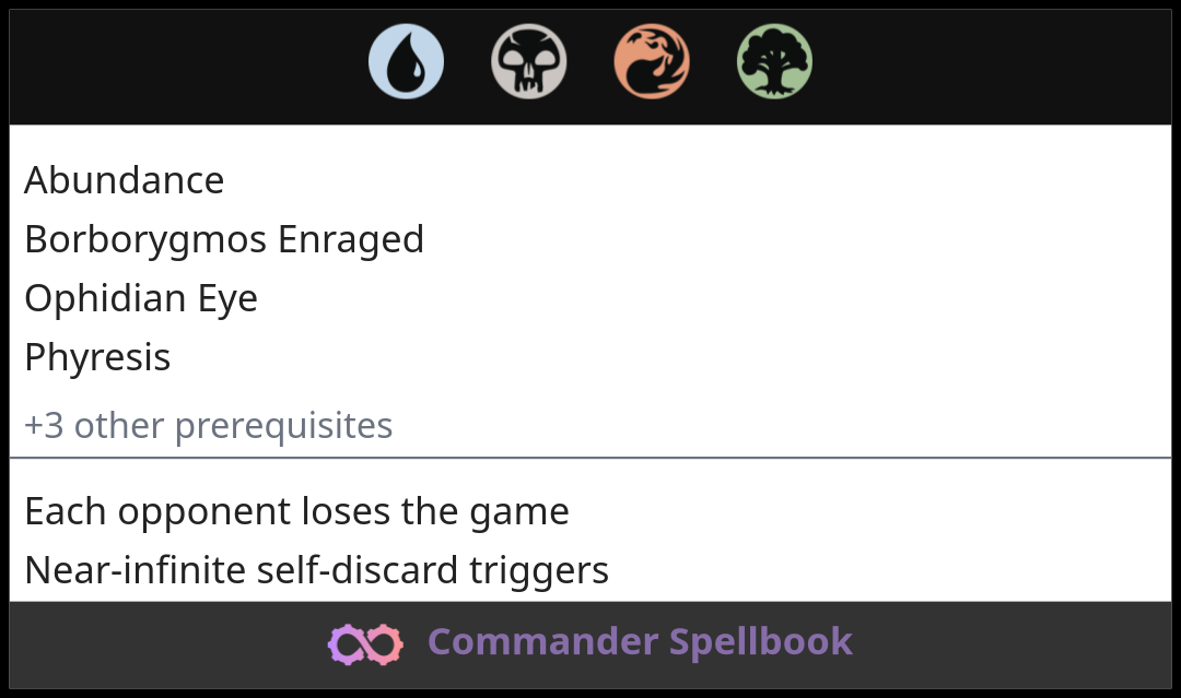 Abundance | Borborygmos Enraged | Ophidian Eye (and one other card)
