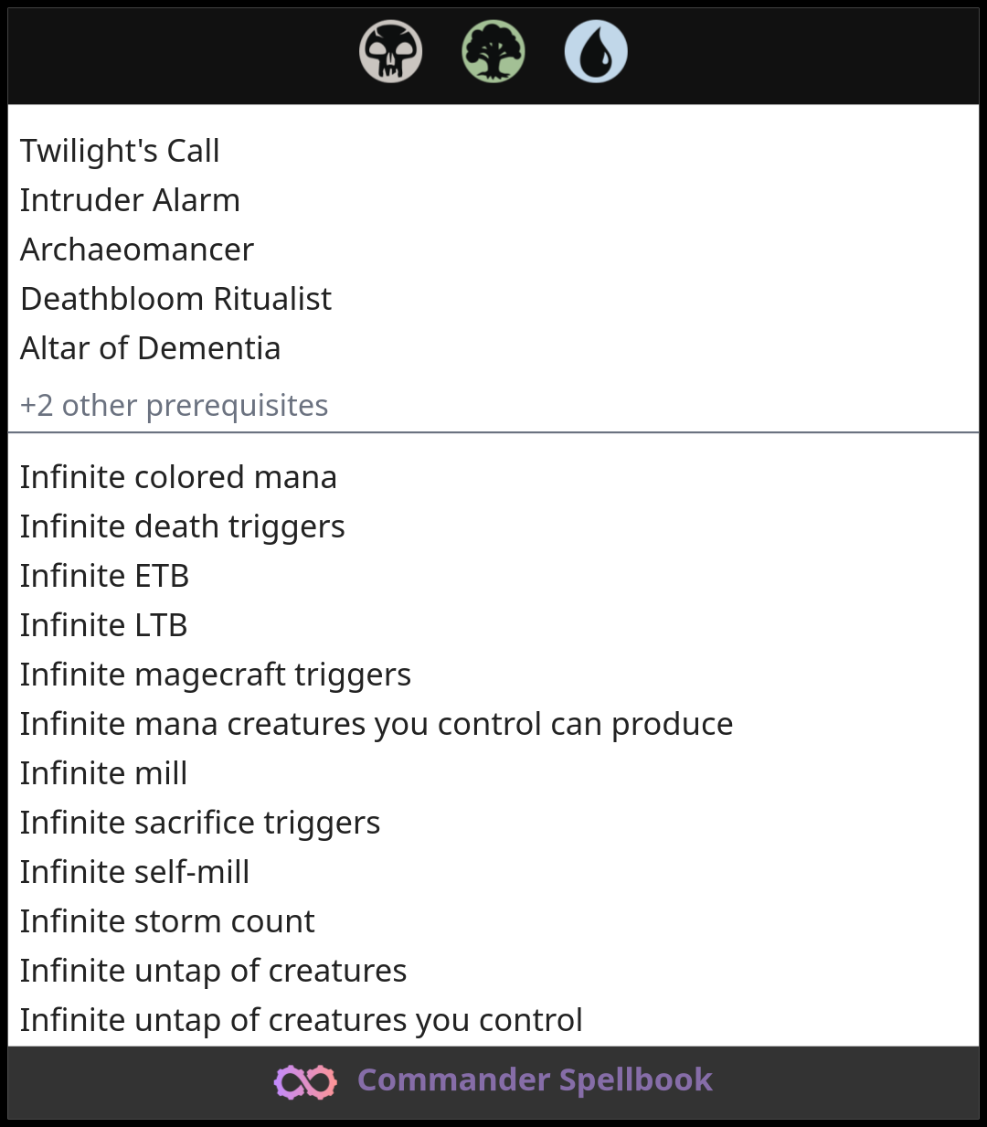 Twilight's Call | Intruder Alarm | Archaeomancer (and two other cards)