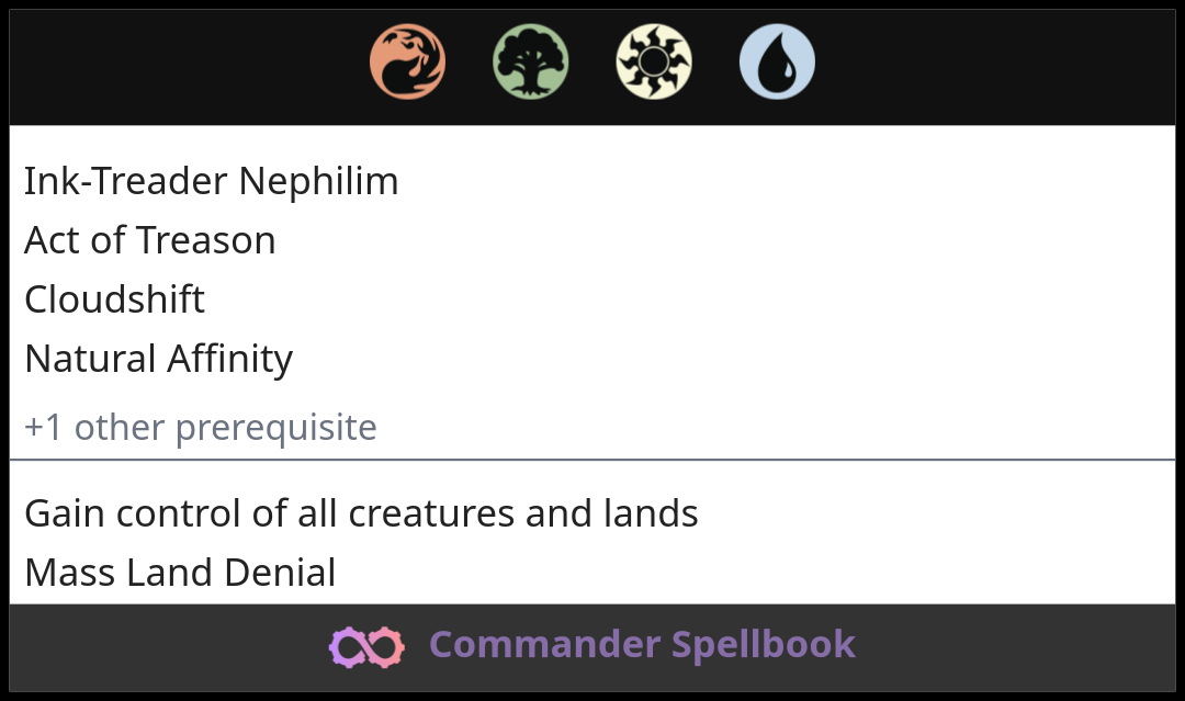 Ink-Treader Nephilim | Act of Treason | Cloudshift (and one other card)