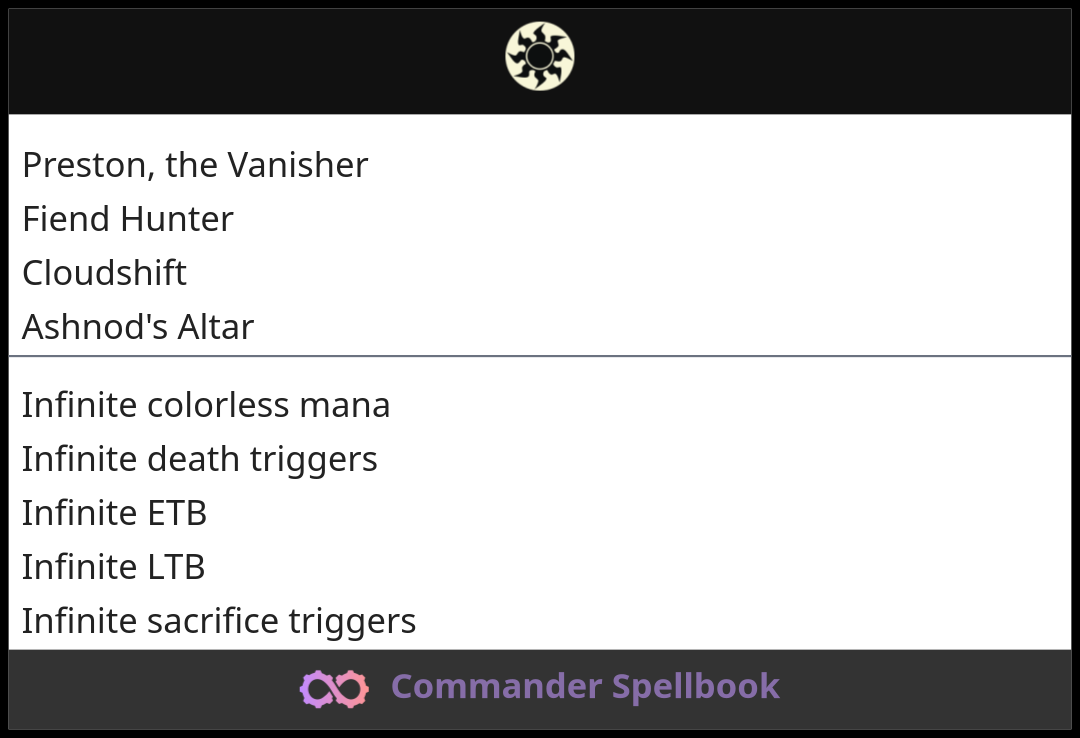 Preston, the Vanisher | Fiend Hunter | Cloudshift (and one other card)