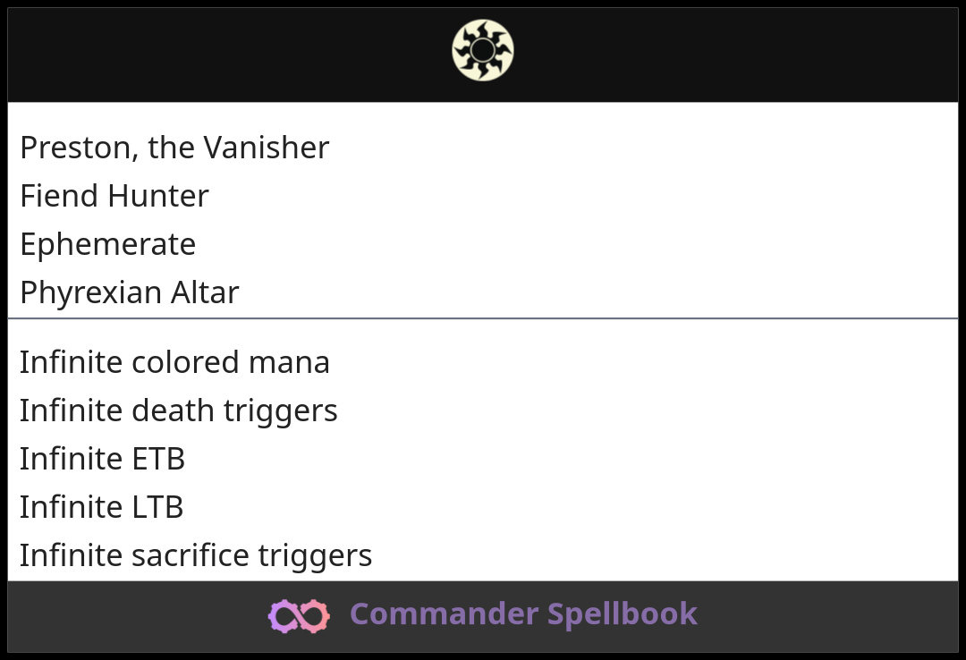 Preston, the Vanisher | Fiend Hunter | Ephemerate (and one other card)