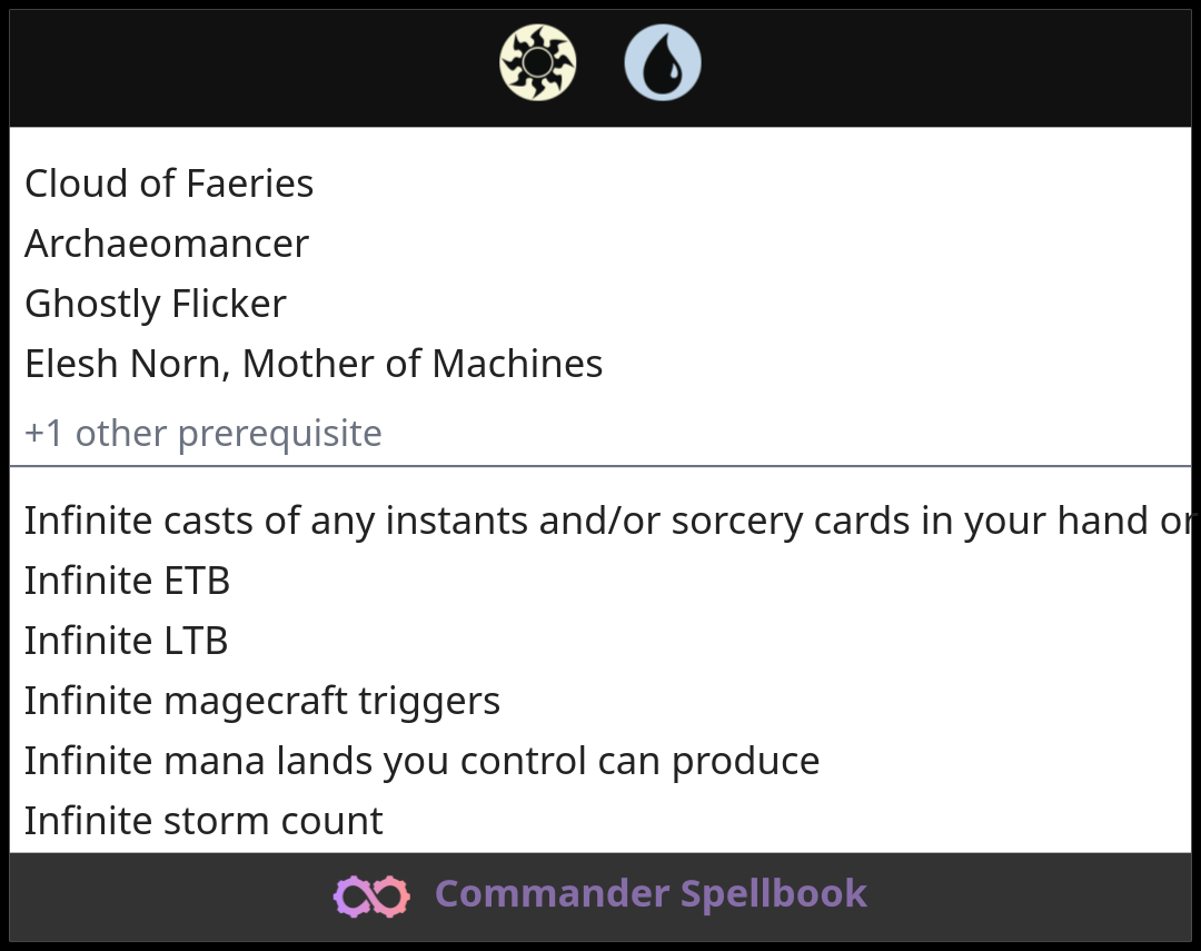 Cloud of Faeries | Archaeomancer | Ghostly Flicker (and one other card)