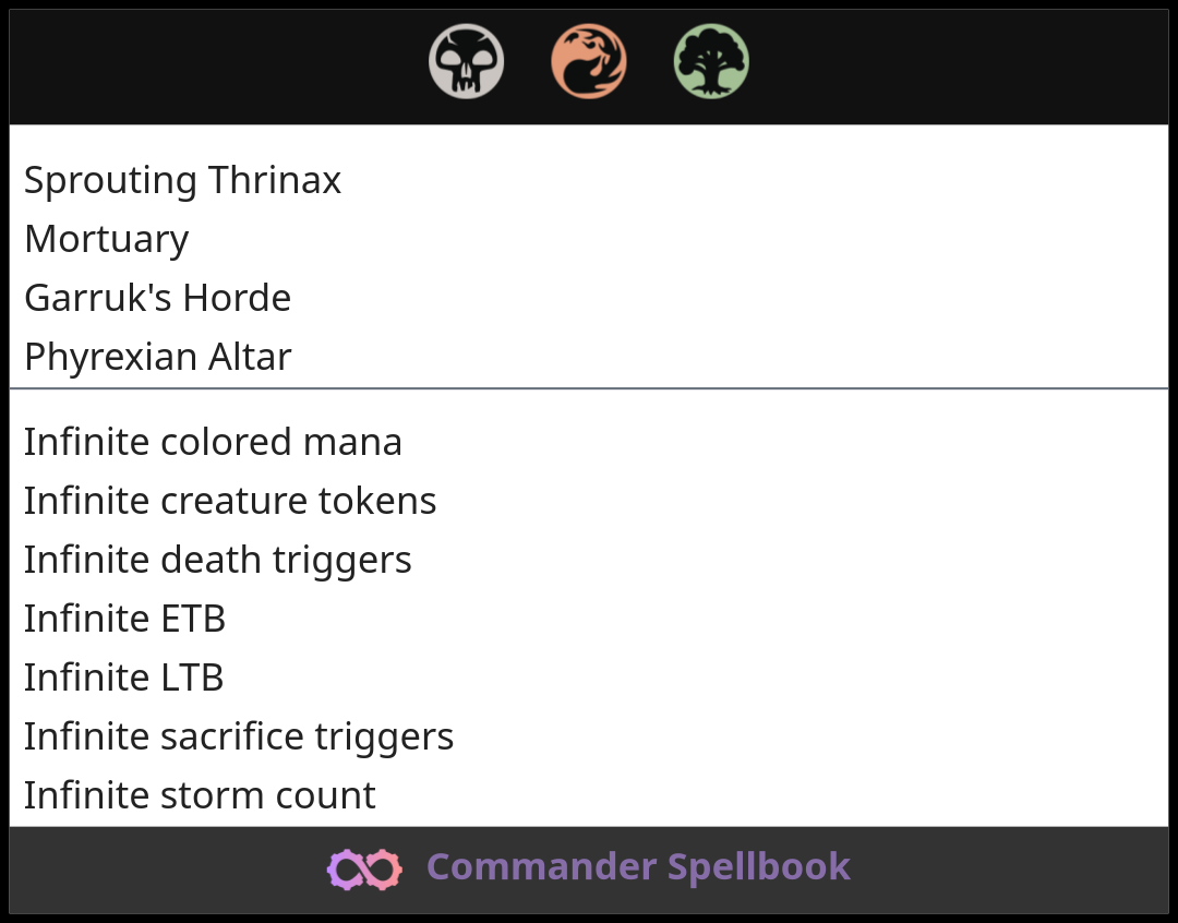 Sprouting Thrinax | Mortuary | Garruk's Horde (and one other card)