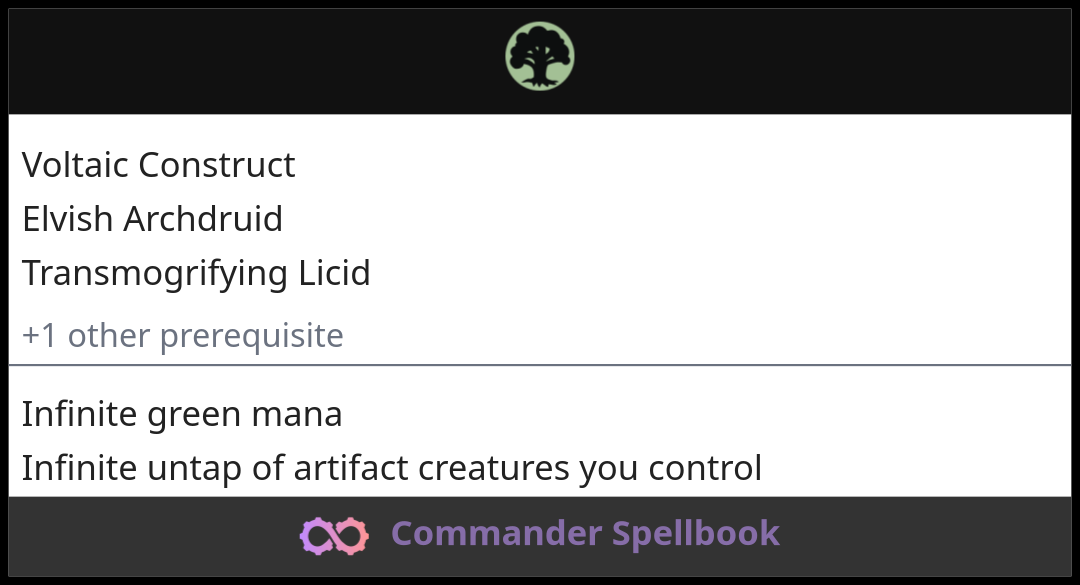 Voltaic Construct | Elvish Archdruid | Transmogrifying Licid