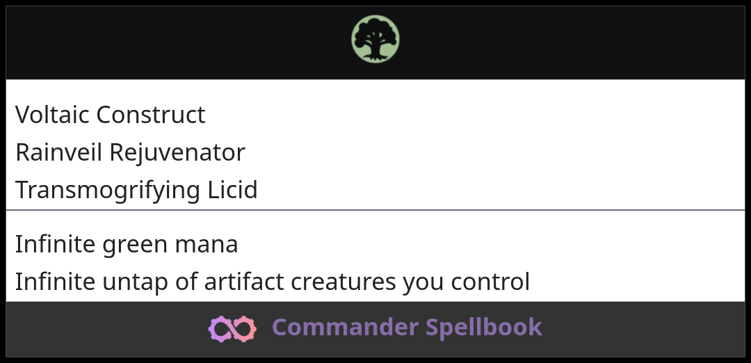 Voltaic Construct | Rainveil Rejuvenator | Transmogrifying Licid
