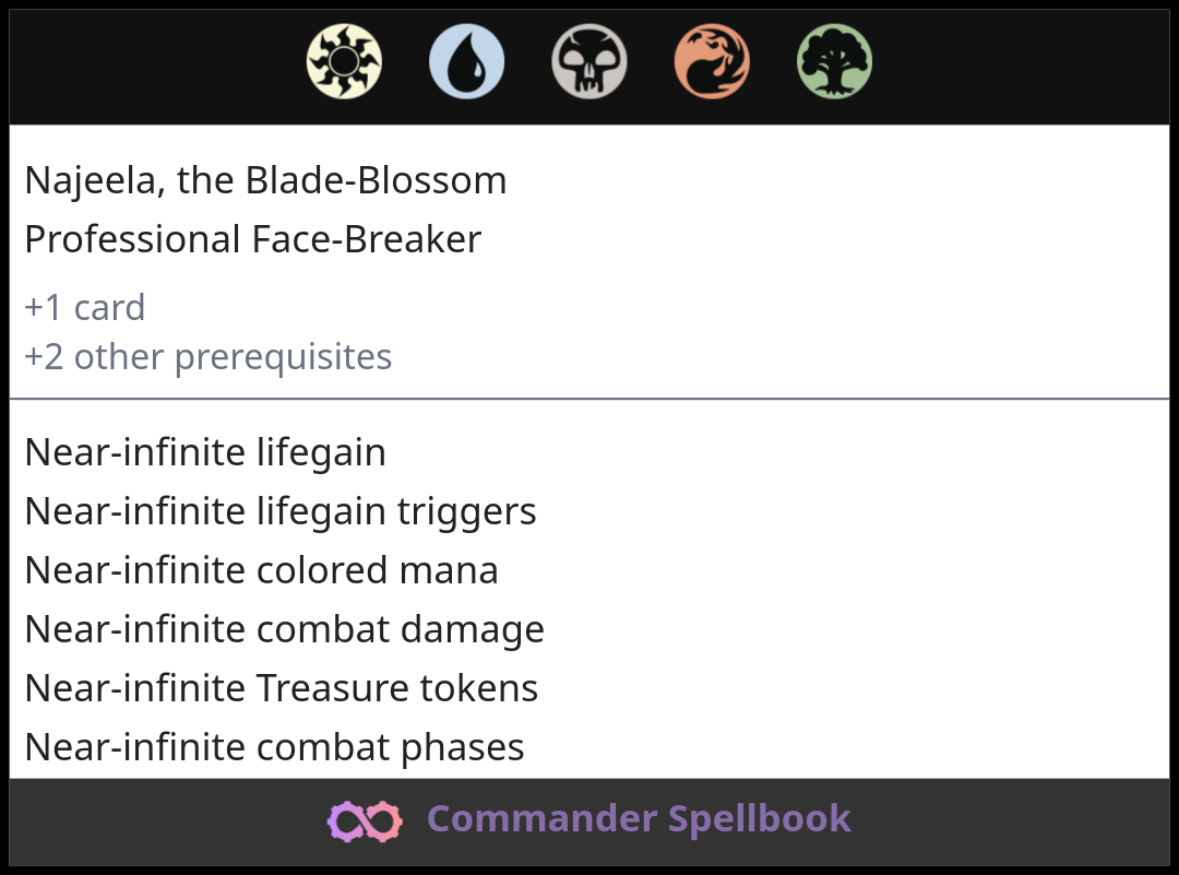 Najeela, the Blade-Blossom | Professional Face-Breaker (and one other card)