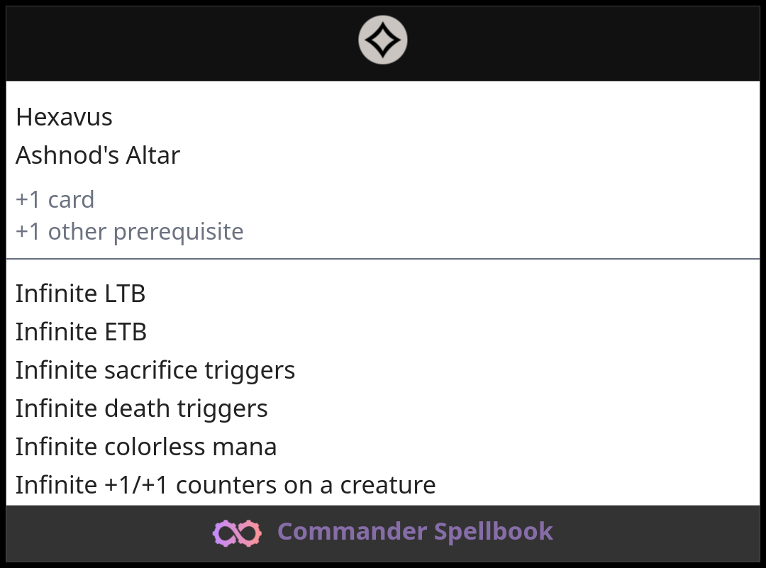Hexavus | Ashnod's Altar (and one other card)
