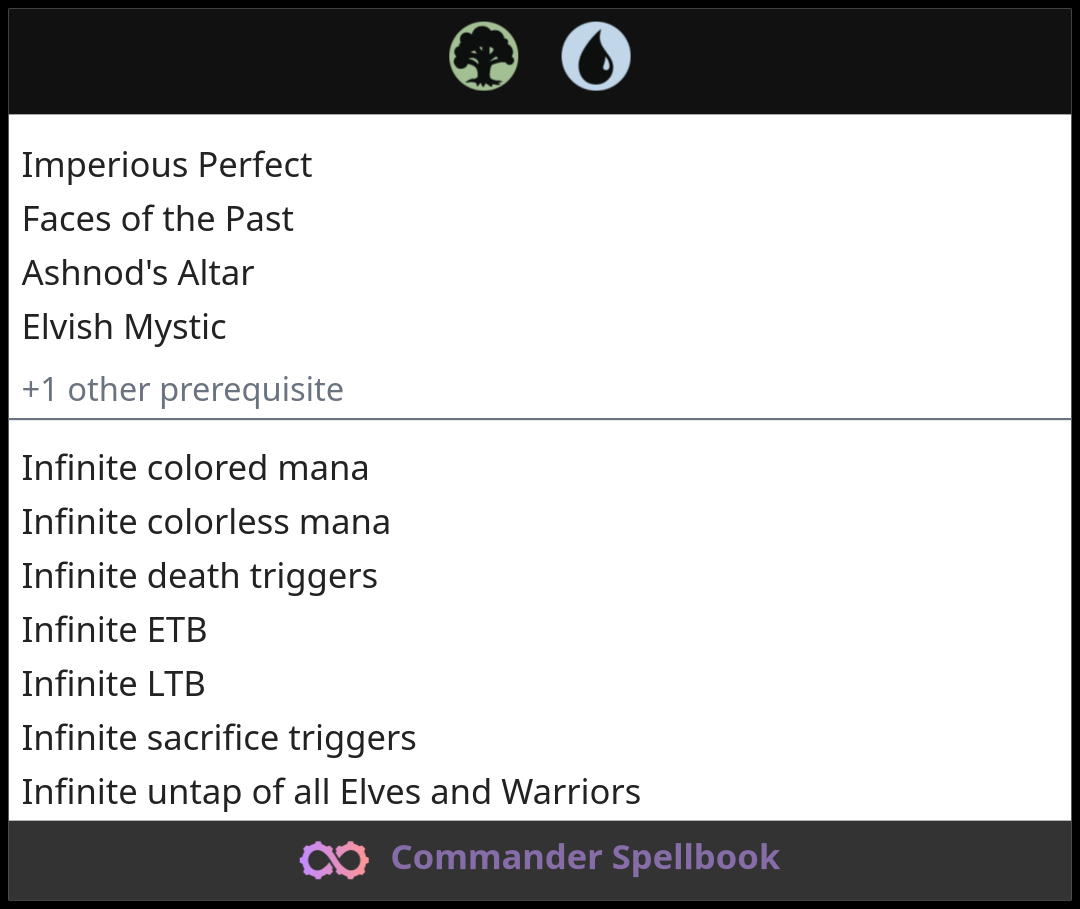 Imperious Perfect | Faces of the Past | Ashnod's Altar (and one other card)