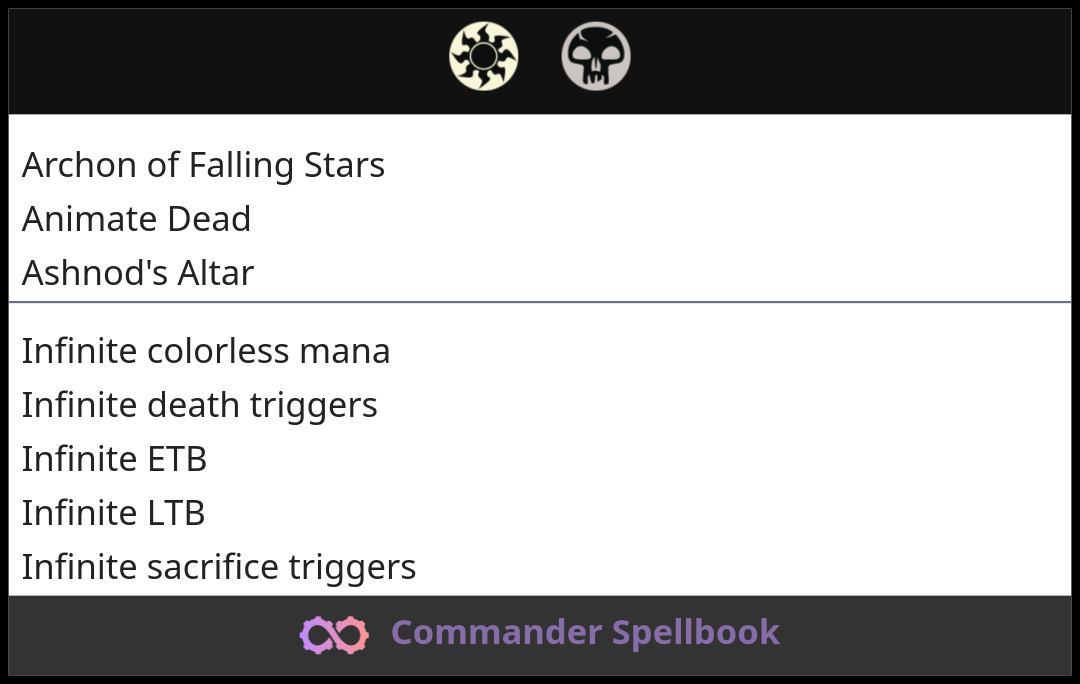 Archon of Falling Stars | Animate Dead | Ashnod's Altar