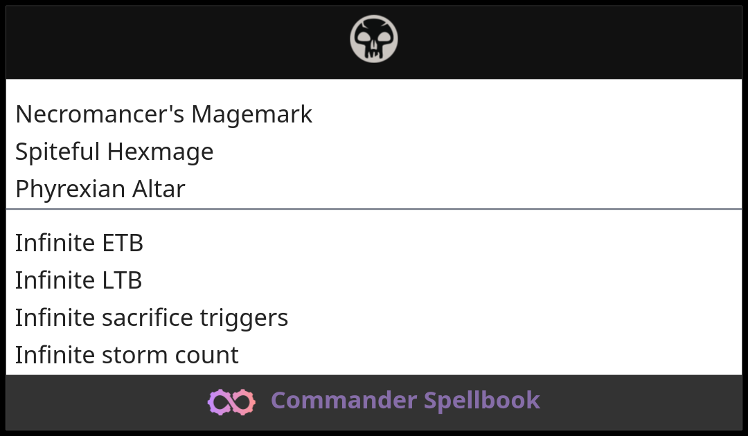 Necromancer's Magemark | Spiteful Hexmage | Phyrexian Altar