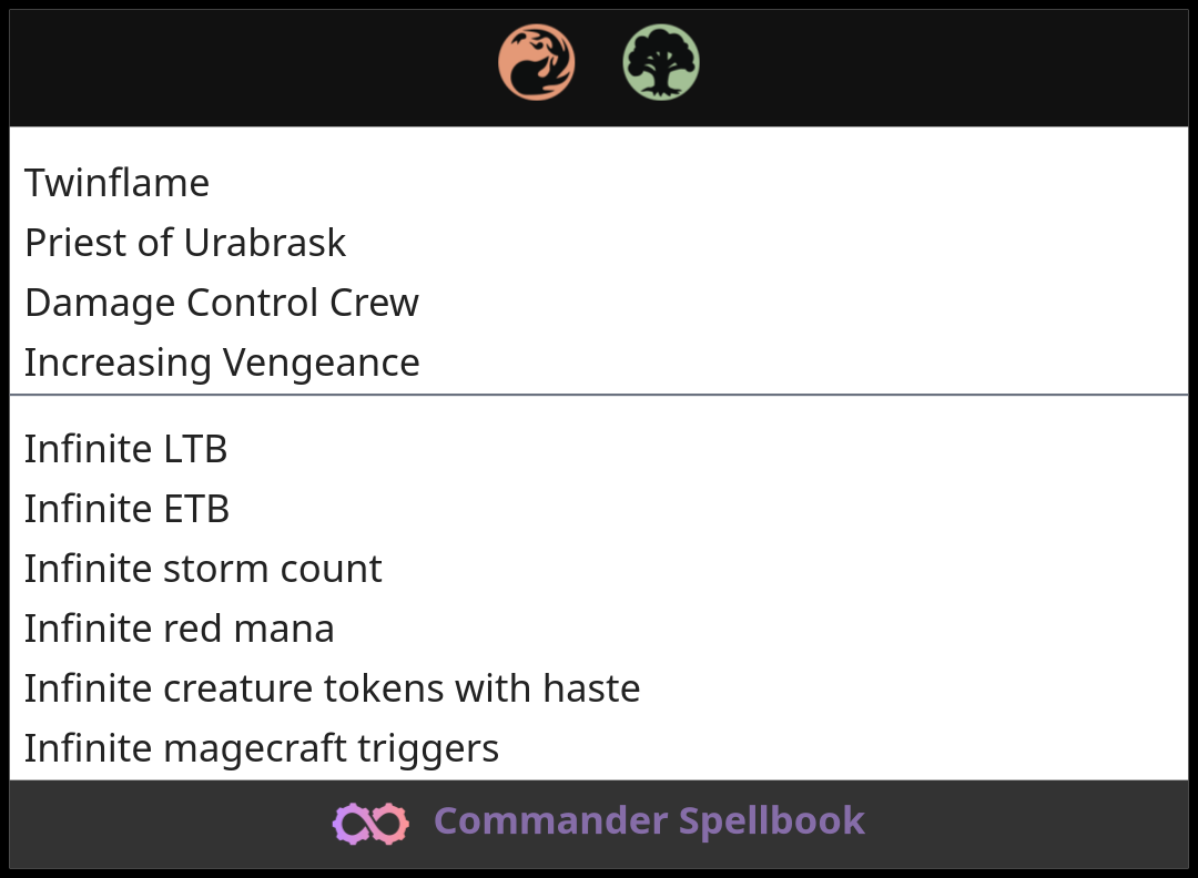 Twinflame | Priest of Urabrask | Damage Control Crew (and one other card)