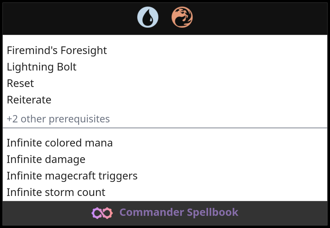 Firemind's Foresight | Lightning Bolt | Reset (and one other card)