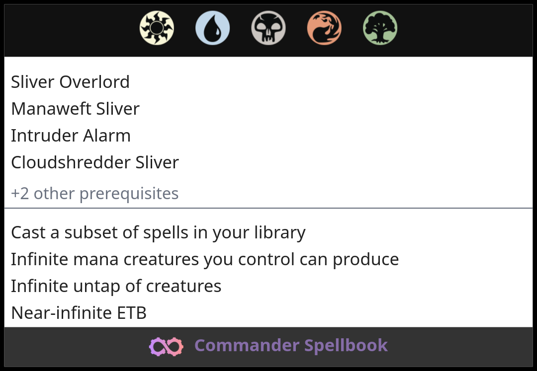 Sliver Overlord | Manaweft Sliver | Intruder Alarm (and one other card)
