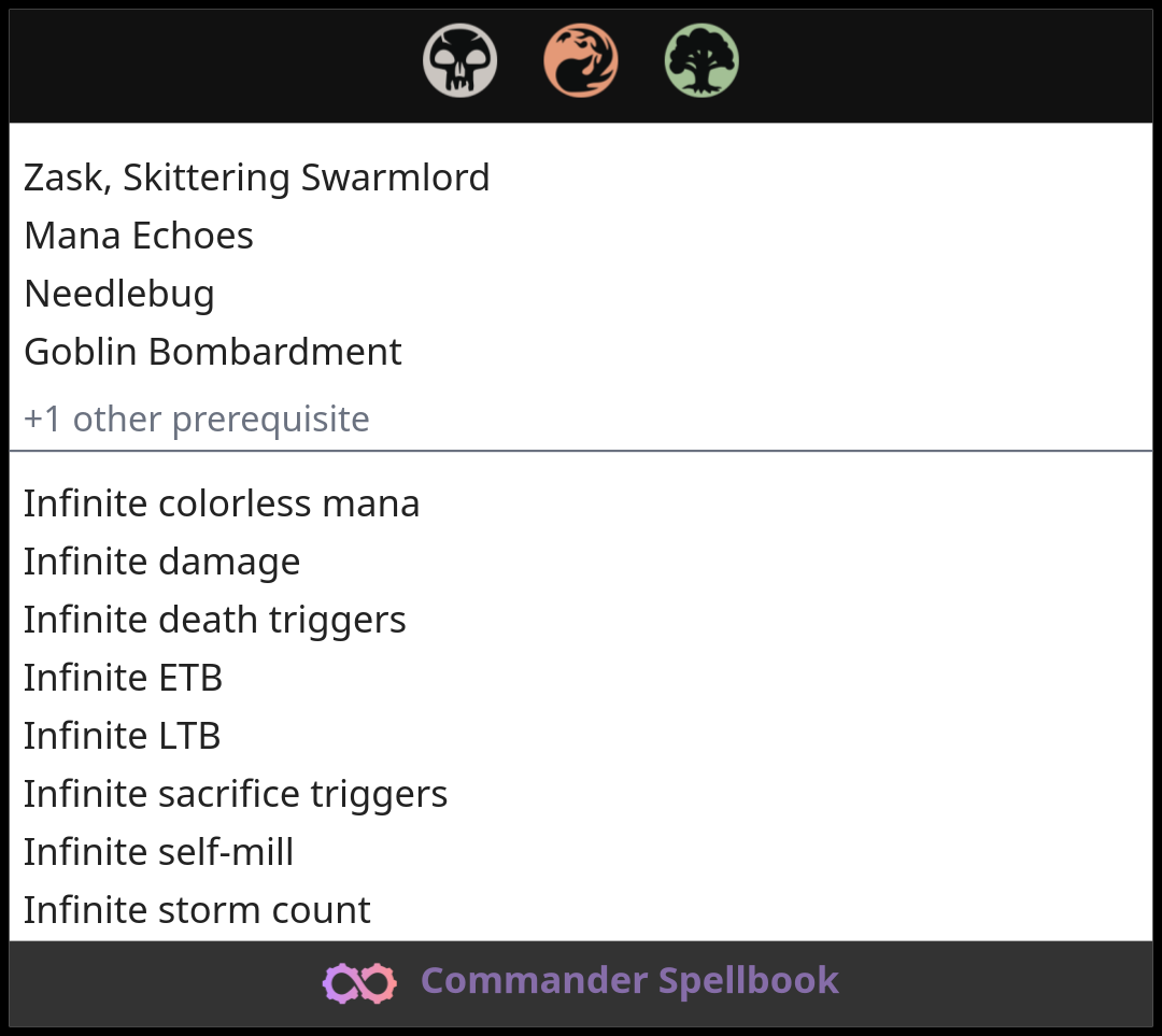 Zask, Skittering Swarmlord | Mana Echoes | Needlebug (and one other card)
