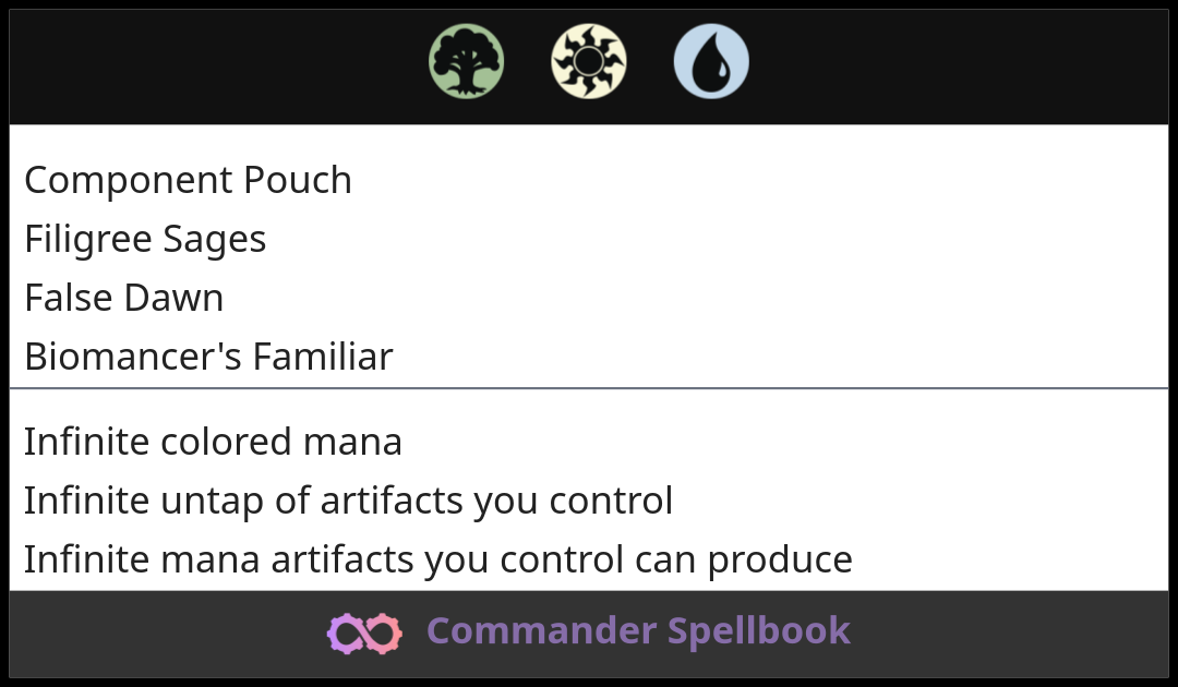 Component Pouch | Filigree Sages | False Dawn (and one other card)