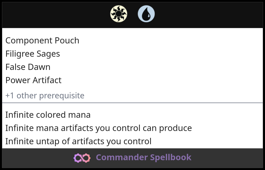 Component Pouch | Filigree Sages | False Dawn (and one other card)