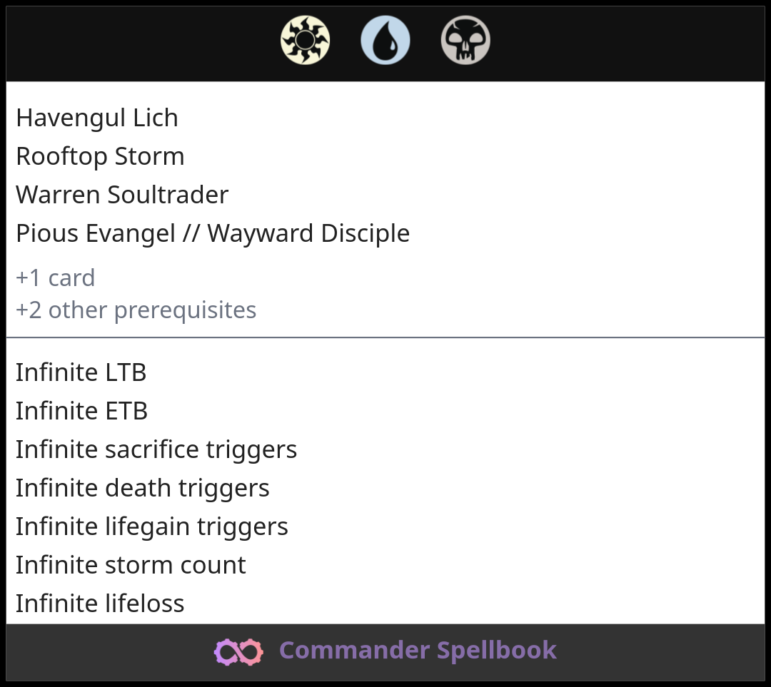 Havengul Lich | Rooftop Storm | Warren Soultrader (and two other cards)