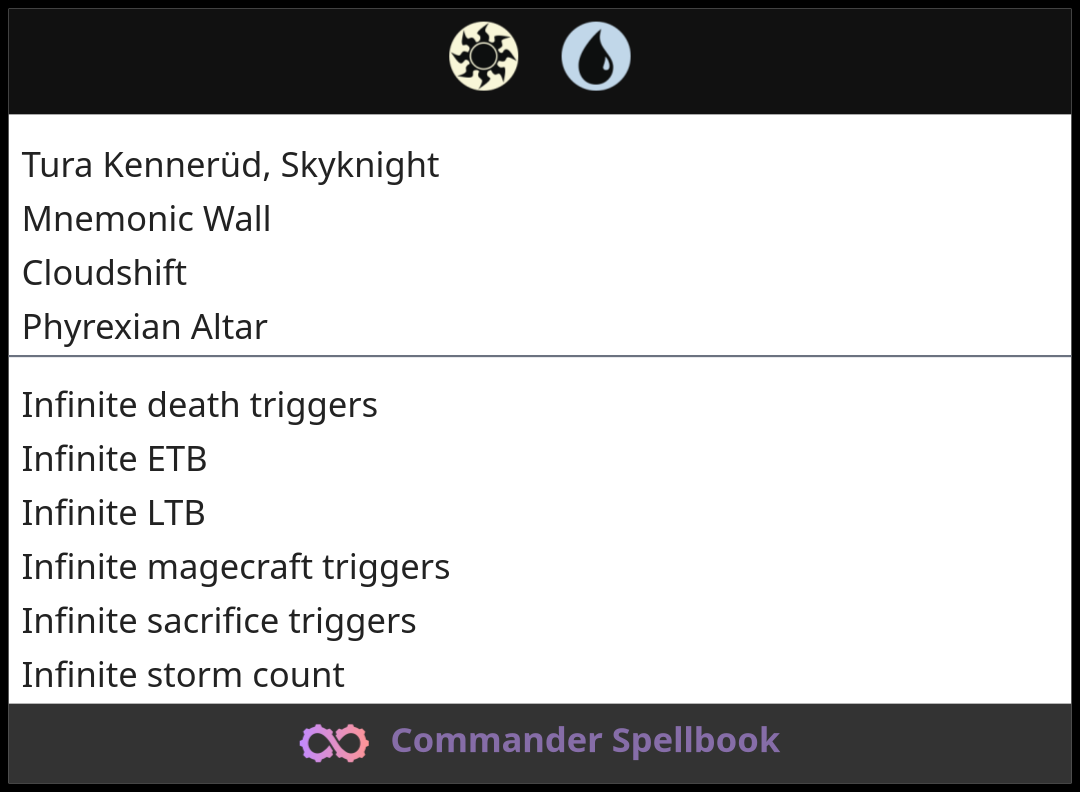 Tura Kennerüd, Skyknight | Mnemonic Wall | Cloudshift (and one other card)