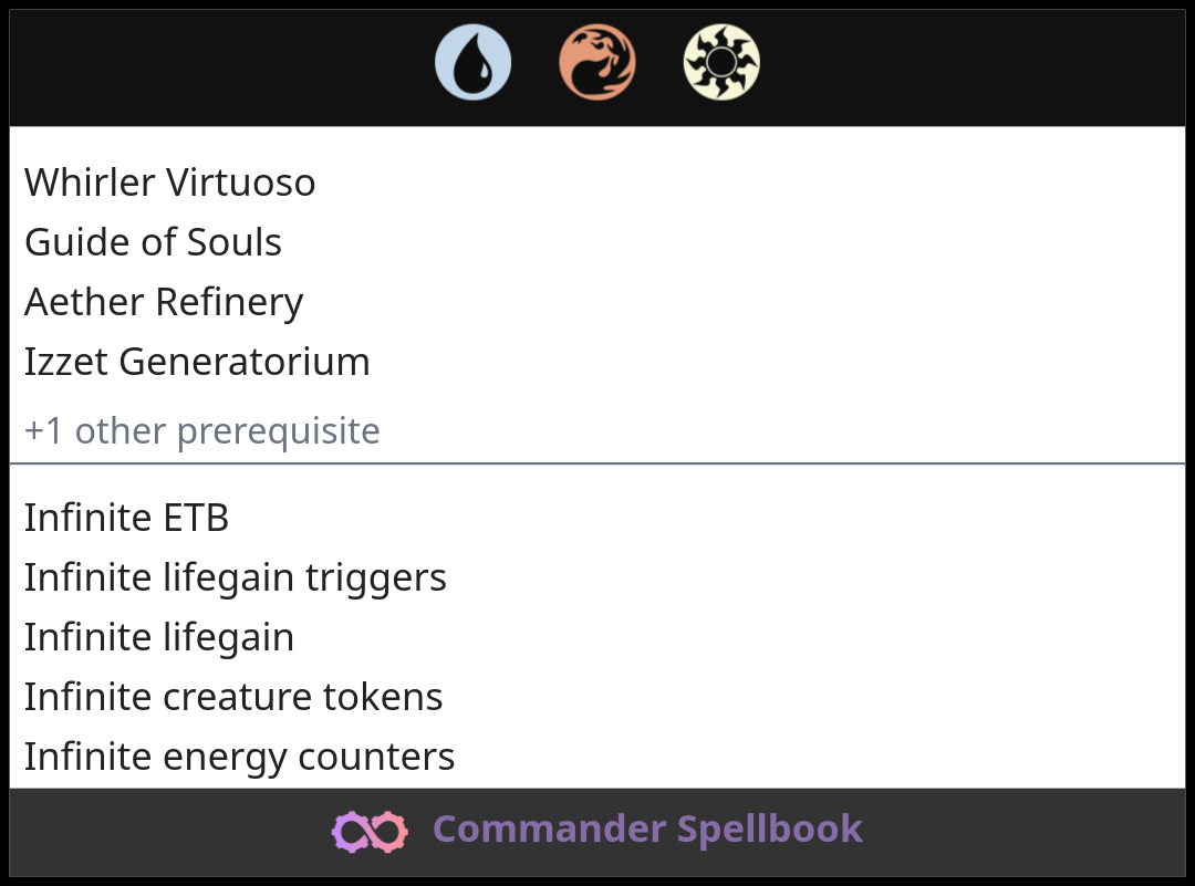 Whirler Virtuoso | Guide of Souls | Aether Refinery (and one other card)