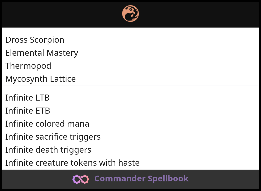 Dross Scorpion | Elemental Mastery | Thermopod (and one other card)