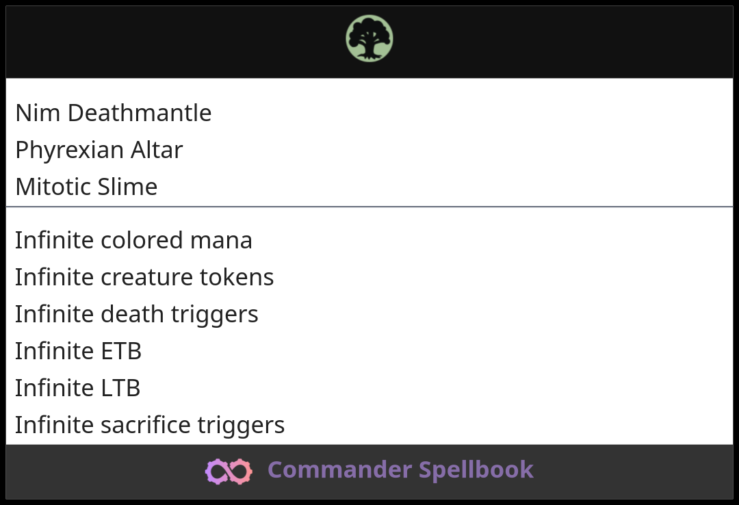 Nim Deathmantle | Phyrexian Altar | Mitotic Slime