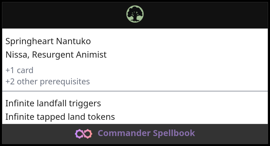Springheart Nantuko | Nissa, Resurgent Animist (and one other card)