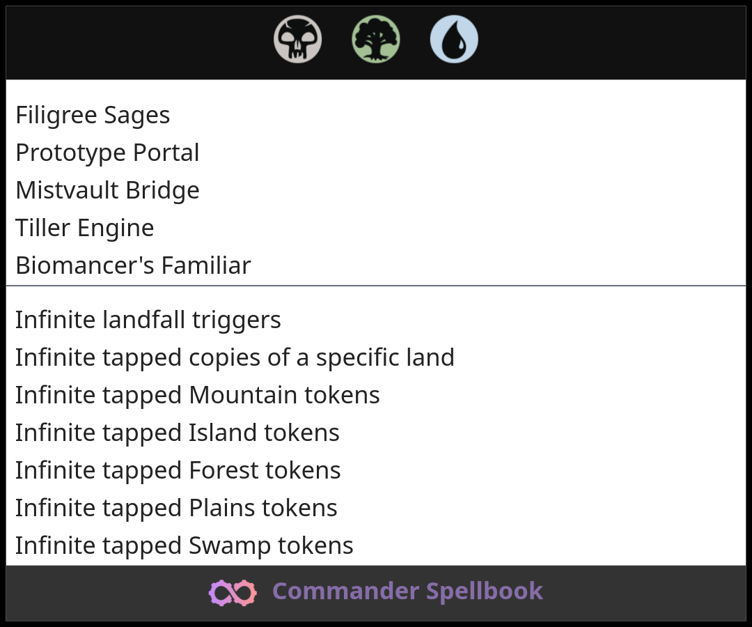 Filigree Sages | Prototype Portal | Mistvault Bridge (and two other cards)