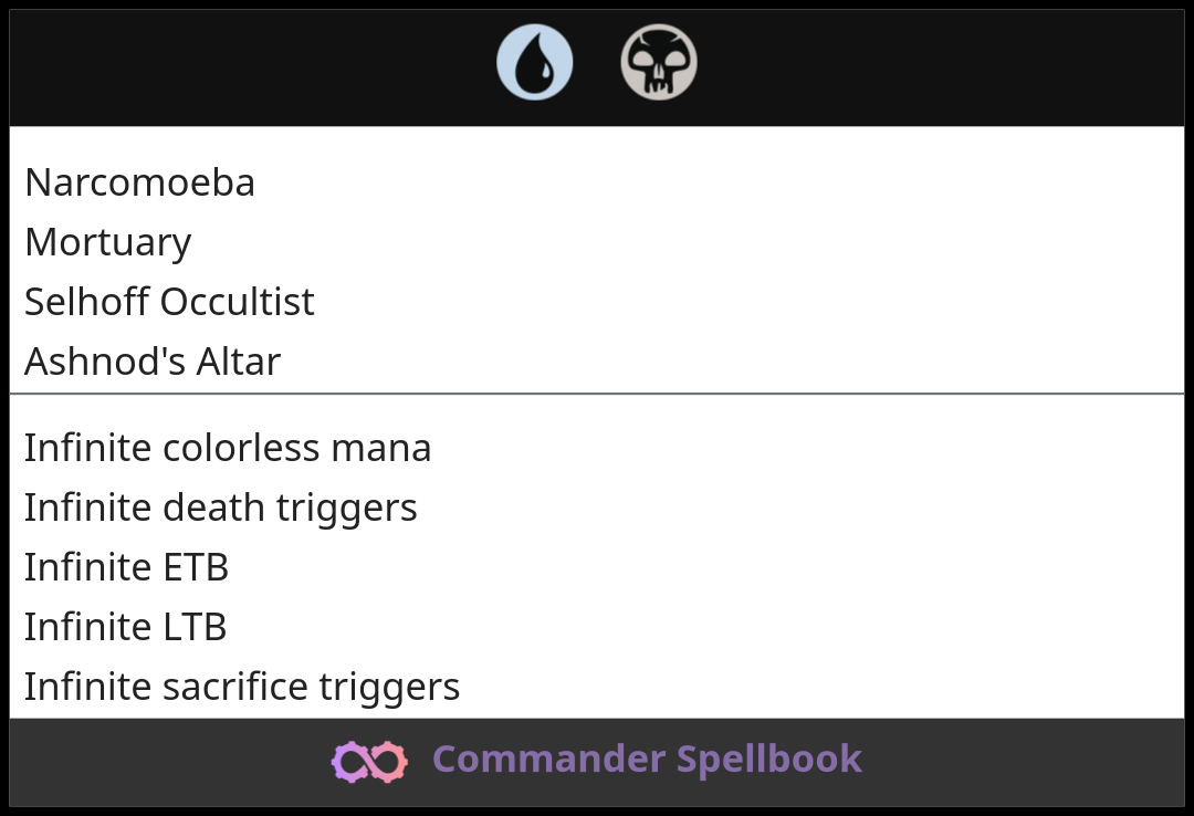 Narcomoeba | Mortuary | Selhoff Occultist (and one other card)