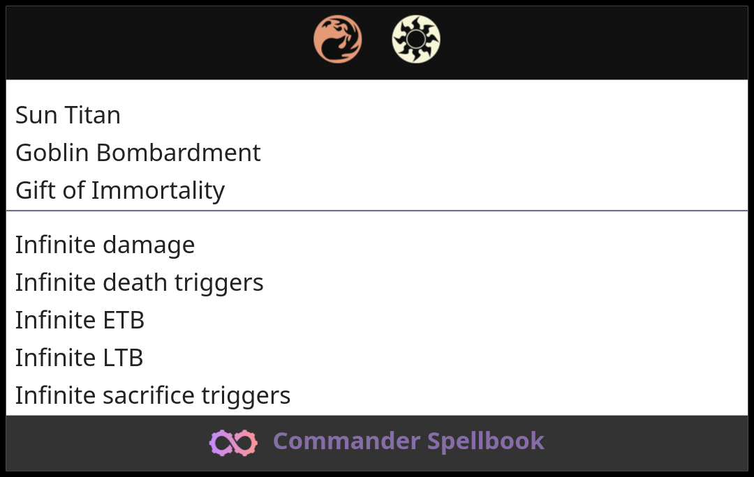 Sun Titan | Goblin Bombardment | Gift of Immortality