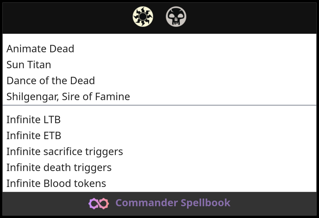 Animate Dead | Sun Titan | Dance of the Dead (and one other card)