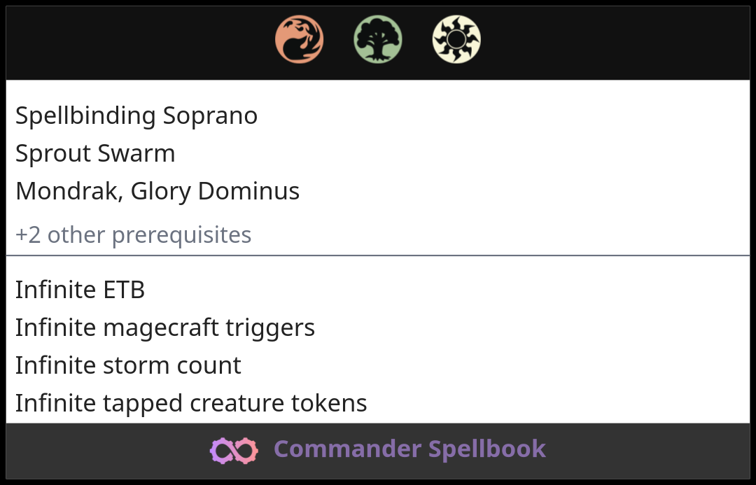 Spellbinding Soprano | Sprout Swarm | Mondrak, Glory Dominus