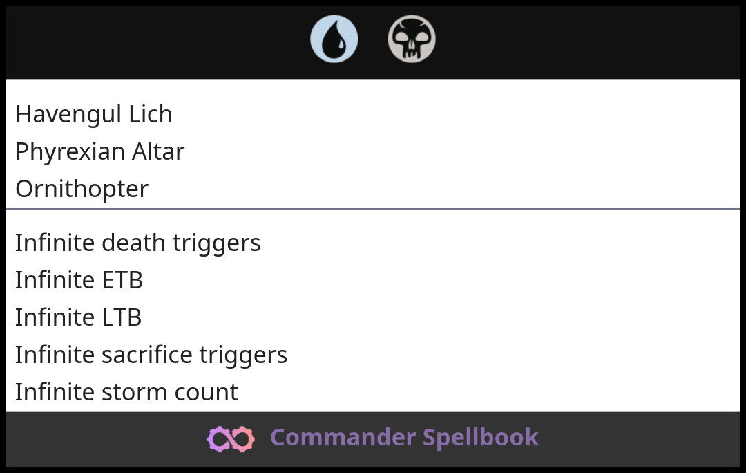 Havengul Lich | Phyrexian Altar | Ornithopter