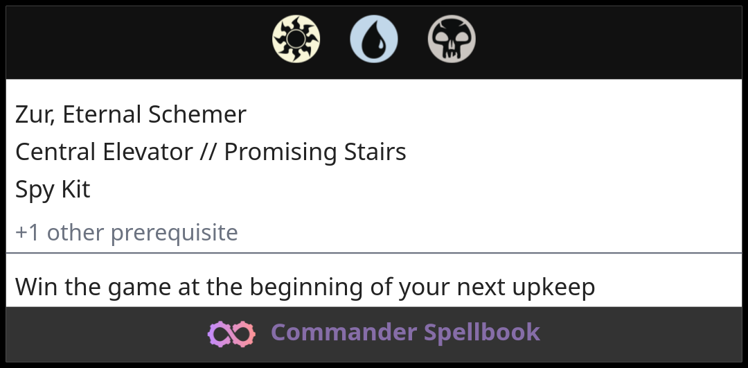 Zur, Eternal Schemer | Central Elevator // Promising Stairs | Spy Kit