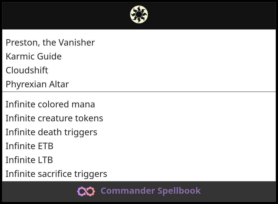 Preston, the Vanisher | Karmic Guide | Cloudshift (and one other card)