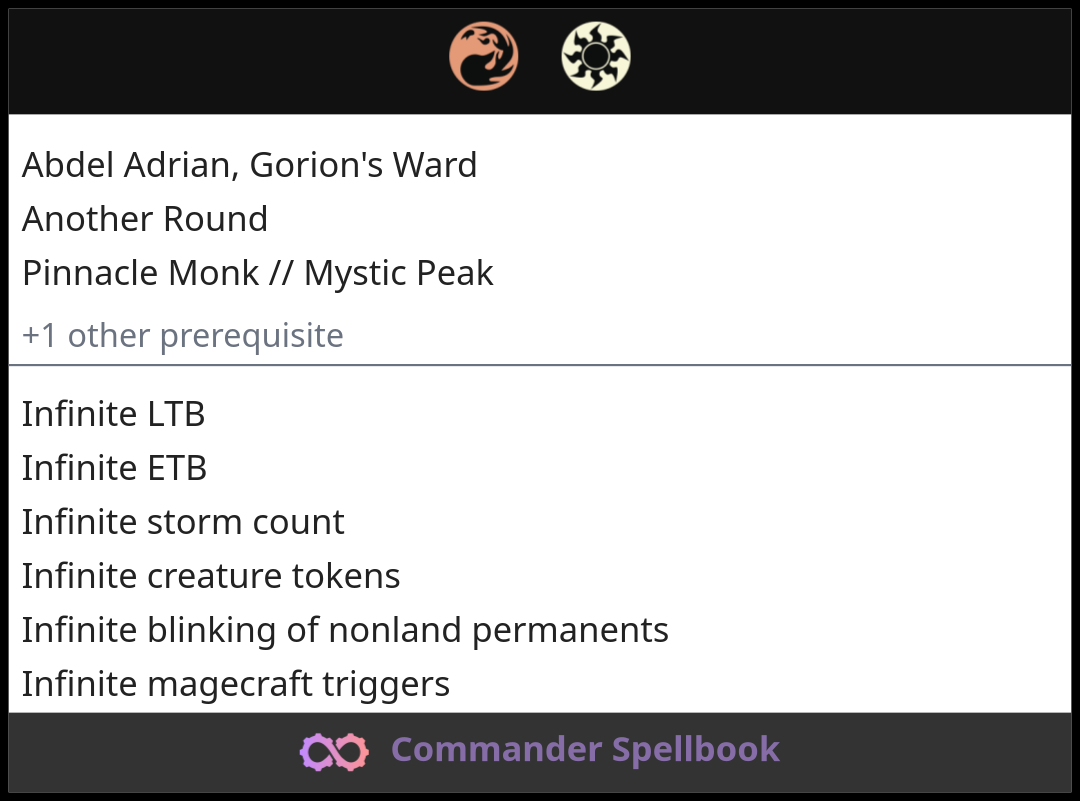 Abdel Adrian, Gorion's Ward | Another Round | Pinnacle Monk // Mystic Peak