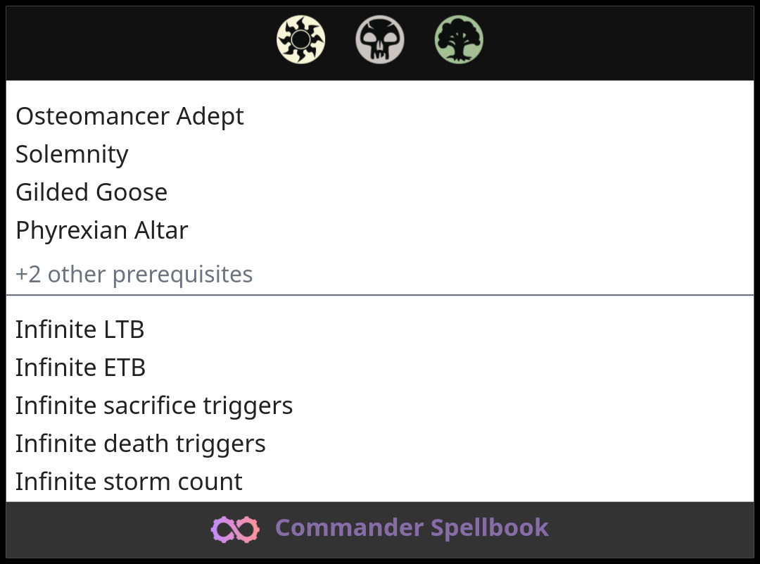 Osteomancer Adept | Solemnity | Gilded Goose (and one other card)