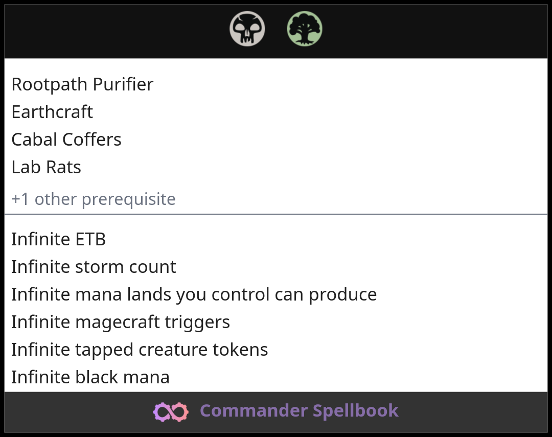 Rootpath Purifier | Earthcraft | Cabal Coffers (and one other card)