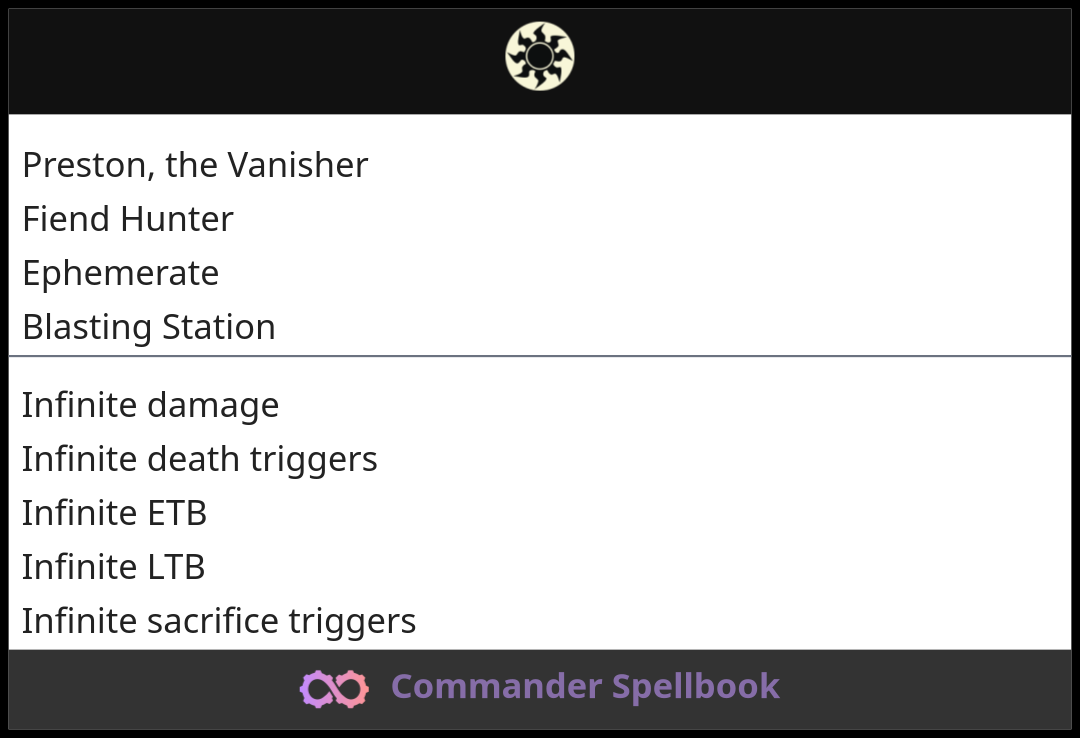 Preston, the Vanisher | Fiend Hunter | Ephemerate (and one other card)