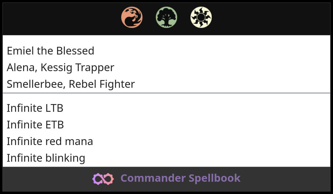 Emiel the Blessed | Alena, Kessig Trapper | Smellerbee, Rebel Fighter